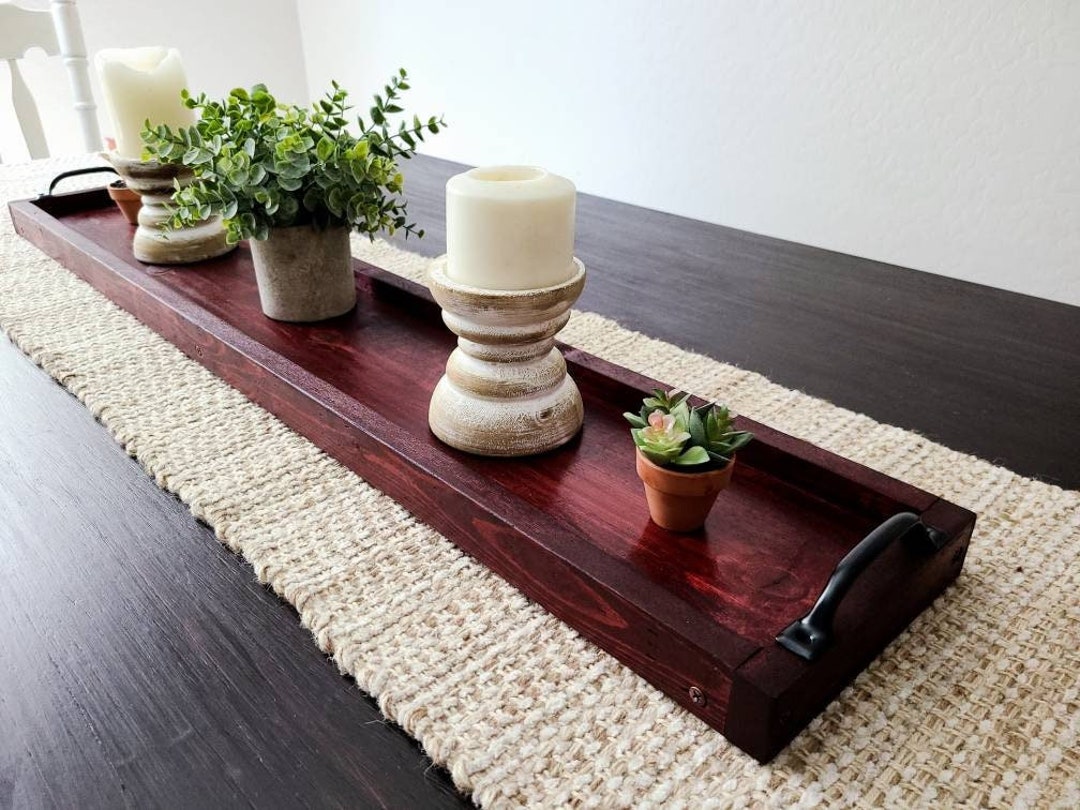 Rustic Long Wood Tray, Tray With Handles, Centerpiece, Home Decor ...