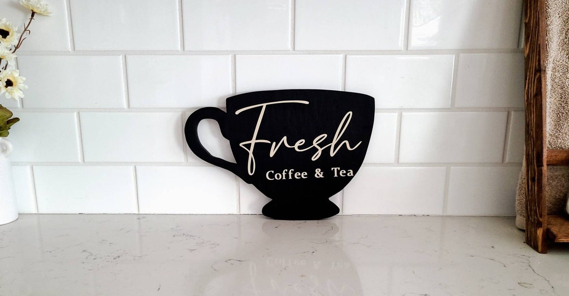 Coffee Sign Personalized Tea Cup Coffee Bar Tea Bar Decor - Etsy