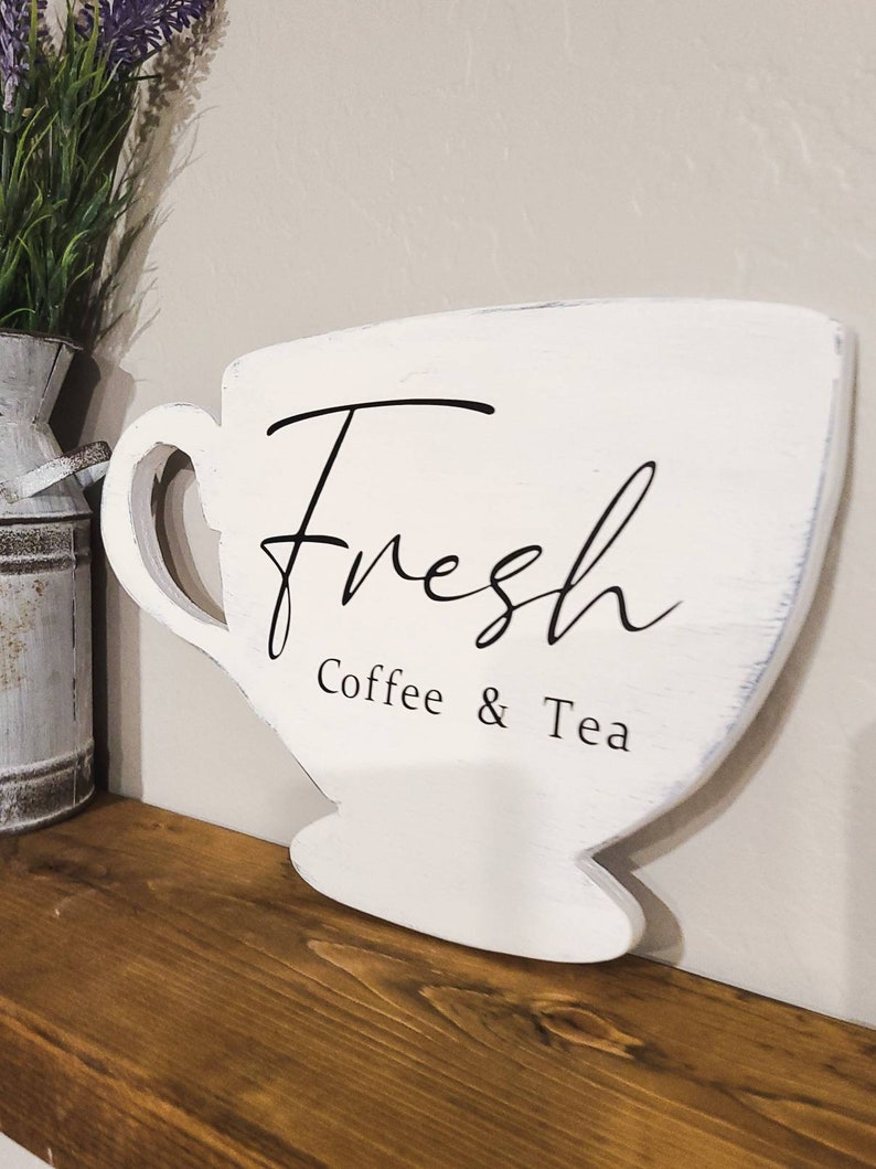 Coffee Sign Personalized Tea Cup Coffee Bar Tea Bar Decor | Etsy