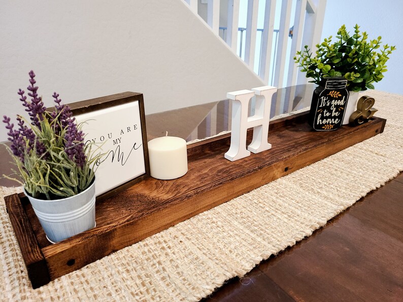 Rustic Long Wood Tray Centerpiece Serving Home Decor - Etsy