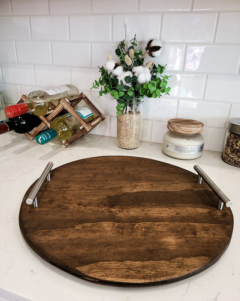 Kitchen Décor wood tray country farmhouse Farmhouse decor round tray ...
