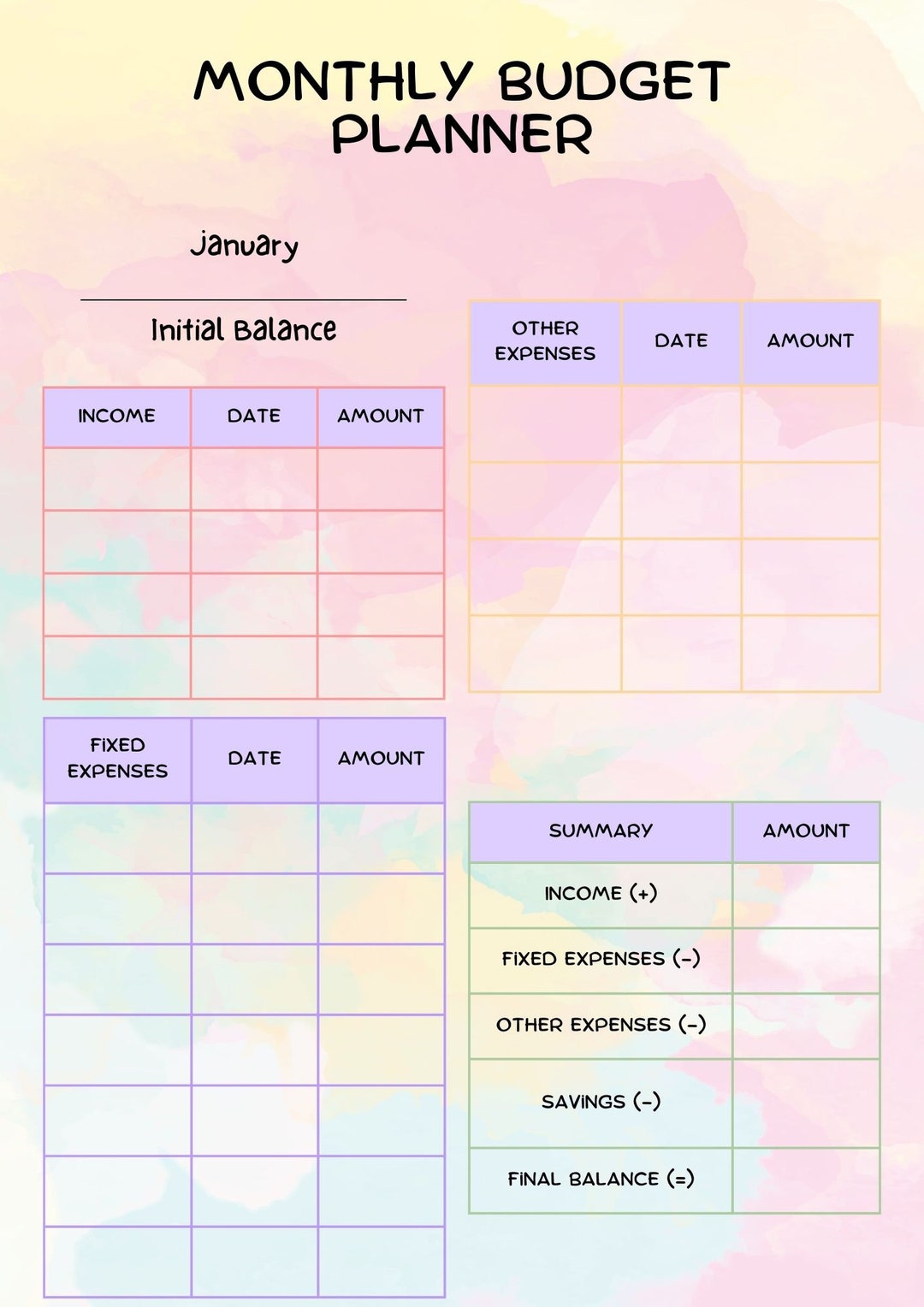 Simple Digital Monthly Budget Planner - Etsy