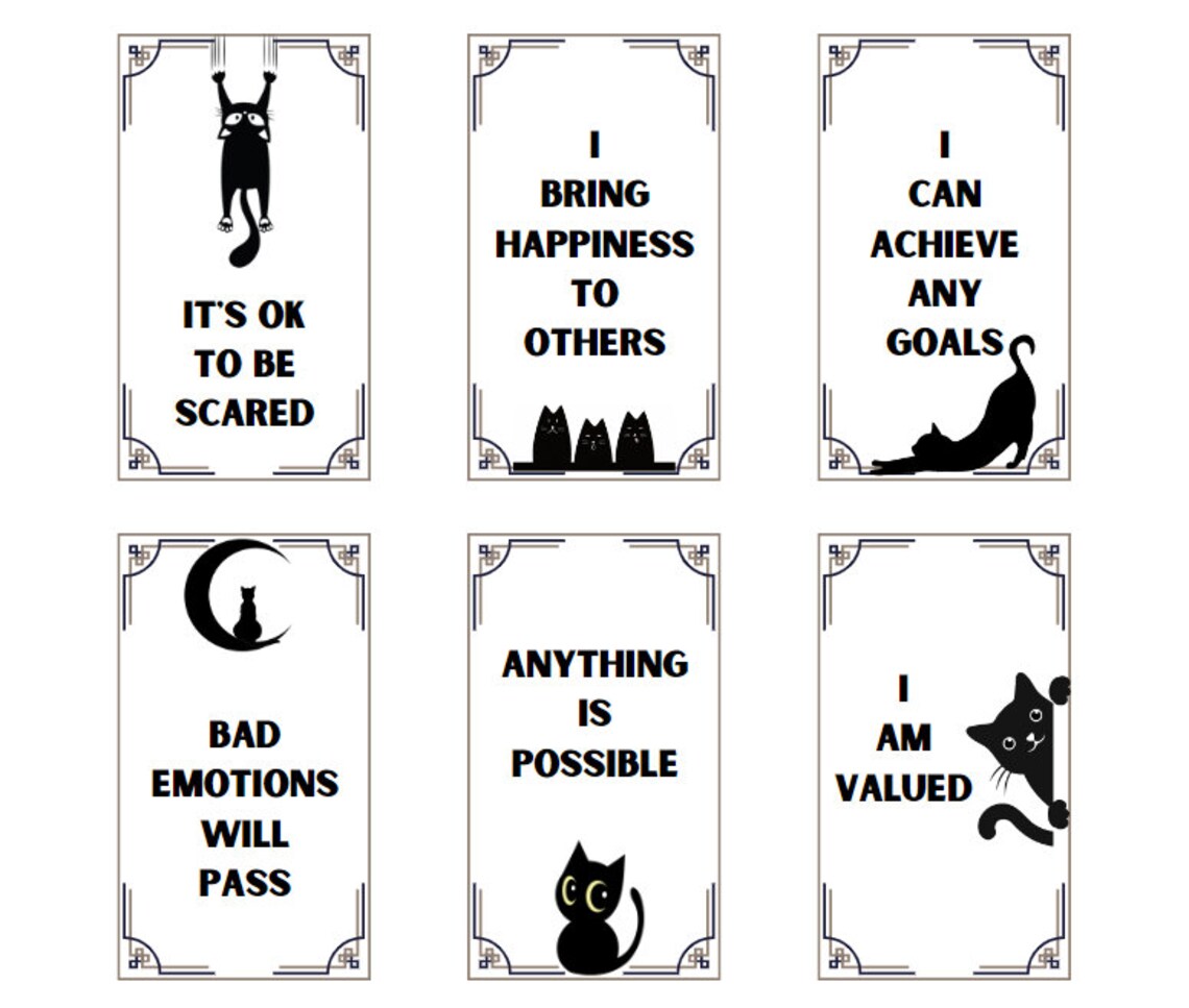 100 Positive Affirmation Cards Cat-themed Self Care Printable ...