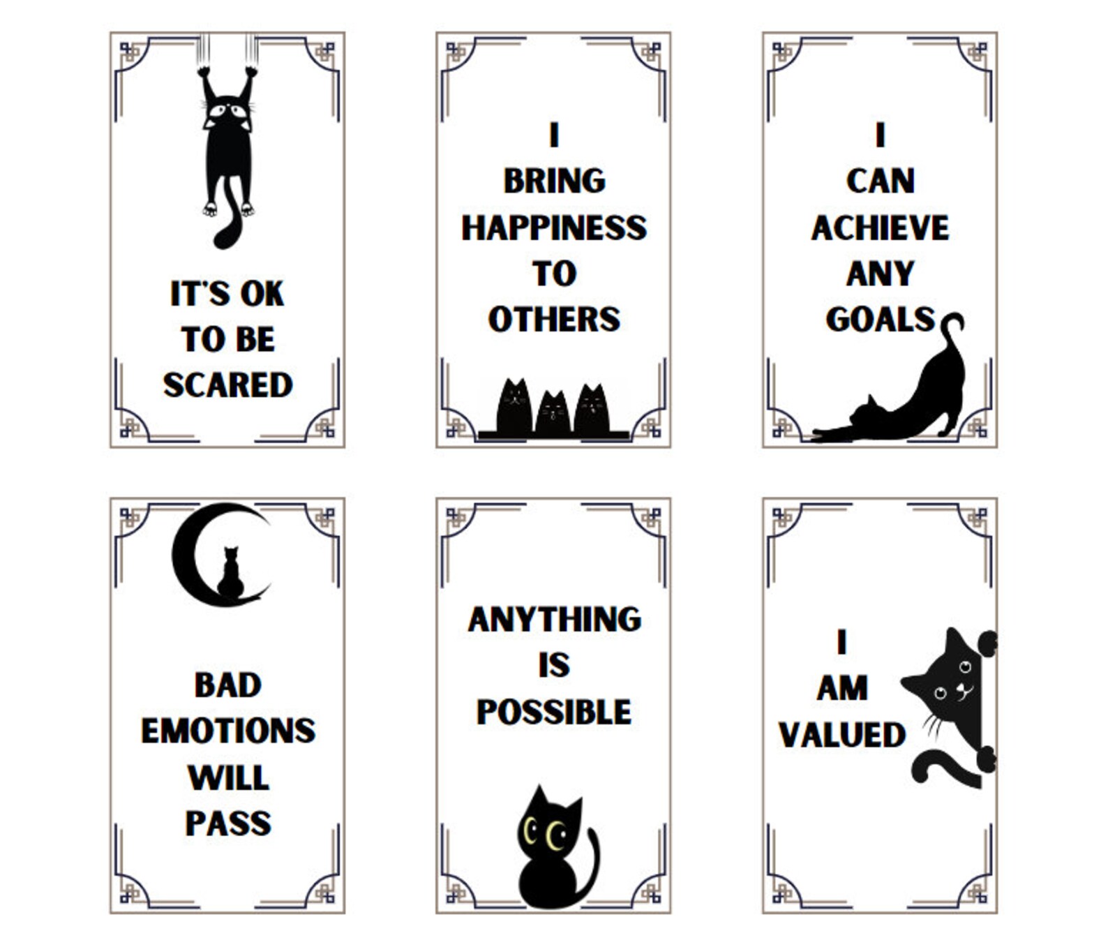 100 Positive Affirmation Cards Cat-themed Self Care Printable ...