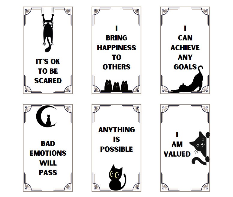 100 Positive Affirmation Cards Cat-themed Self Care Printable ...