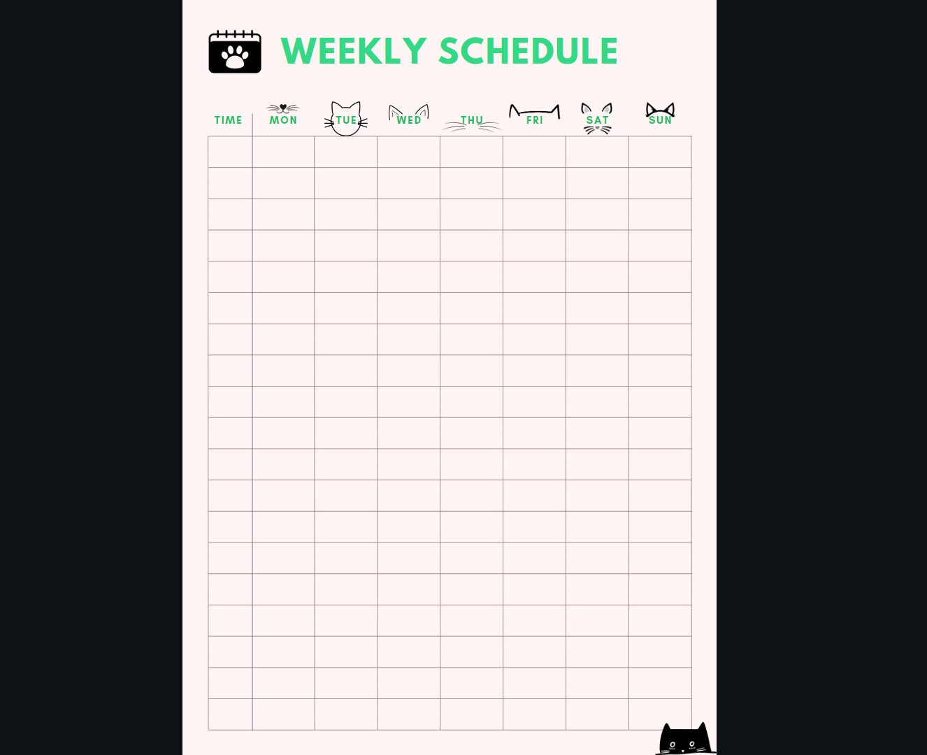 Cat-themed Weekly Schedule Cat Planner Weekly Planner - Etsy