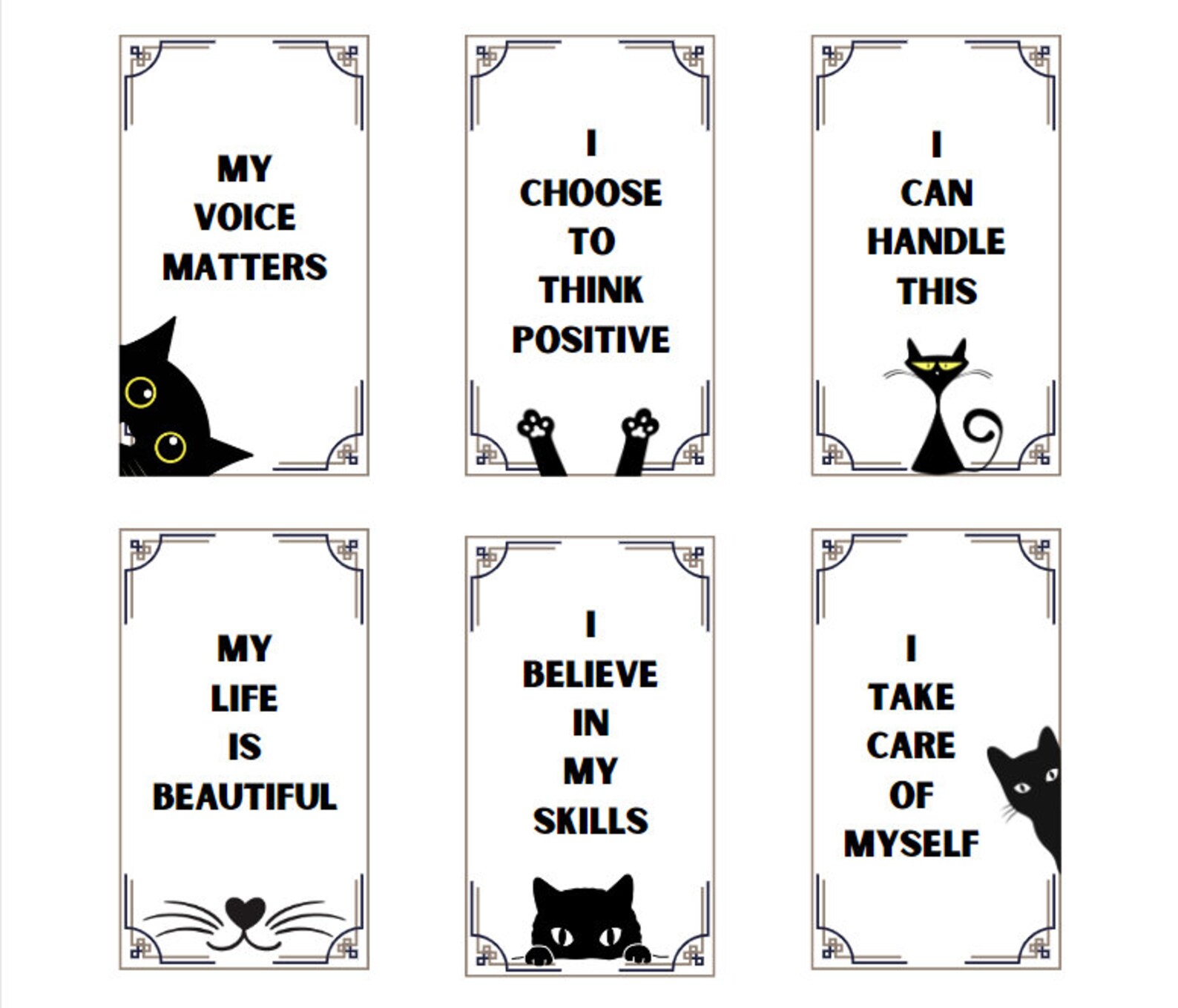 100 Positive Affirmation Cards Cat-themed Self Care Printable ...