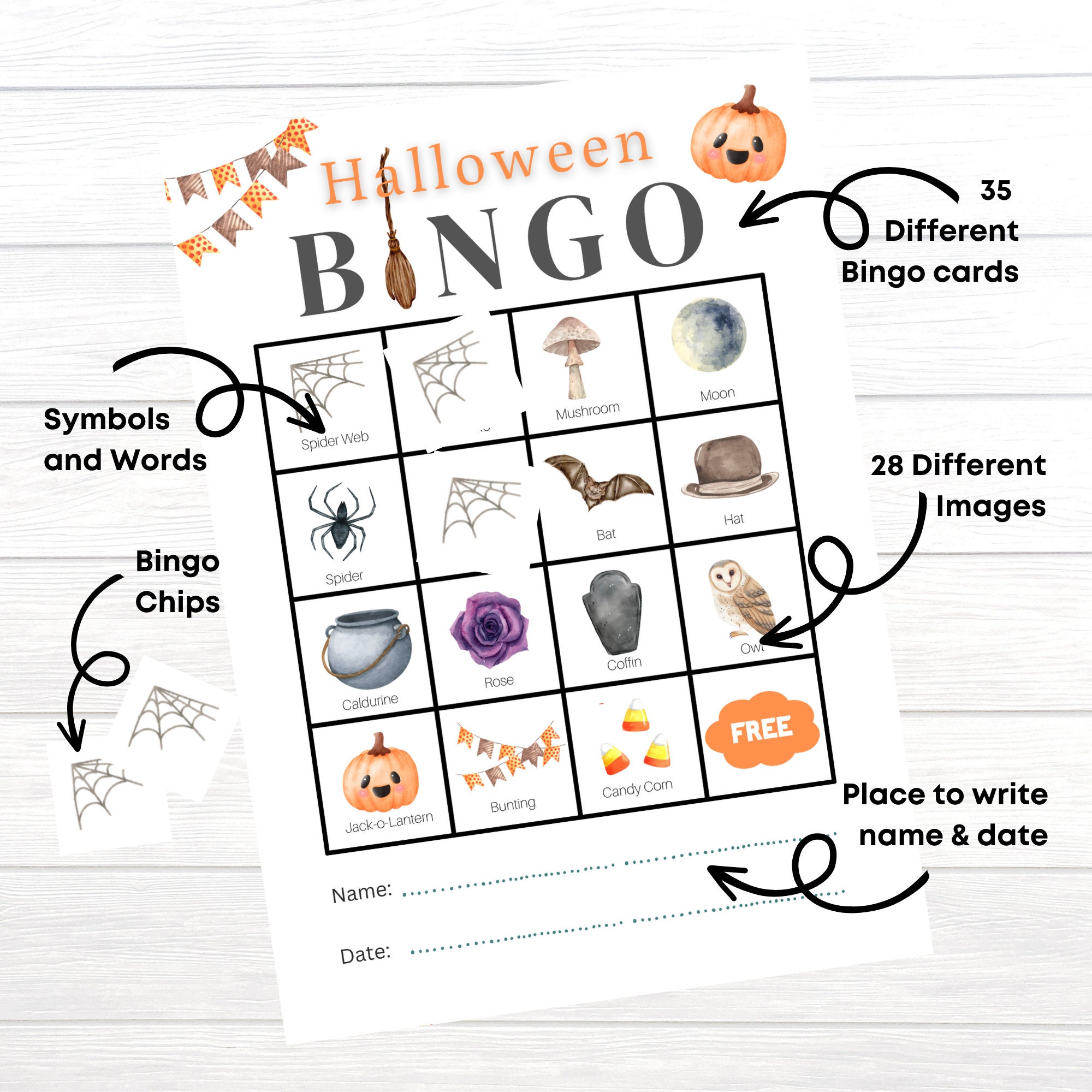 Halloween Bingo Printable | Halloween Bingo Cards Game | All Saints ...