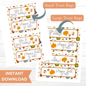 Happy Fall Y'all Treat Bag Topper Printable, Halloween Trick or Treat ...