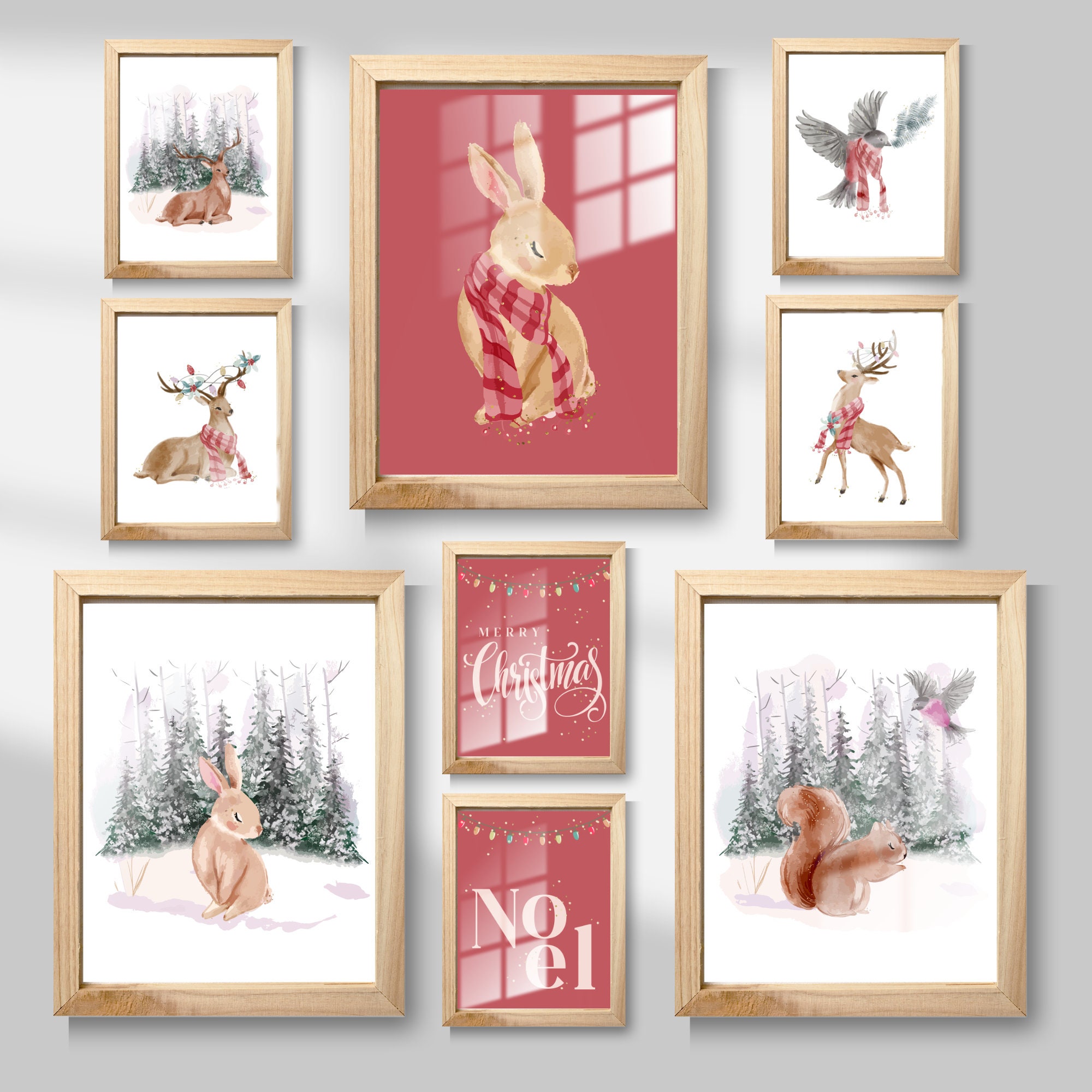 Christmas Printable Art Decor Set of 9 Holiday Mega Bundle Wall Art ...
