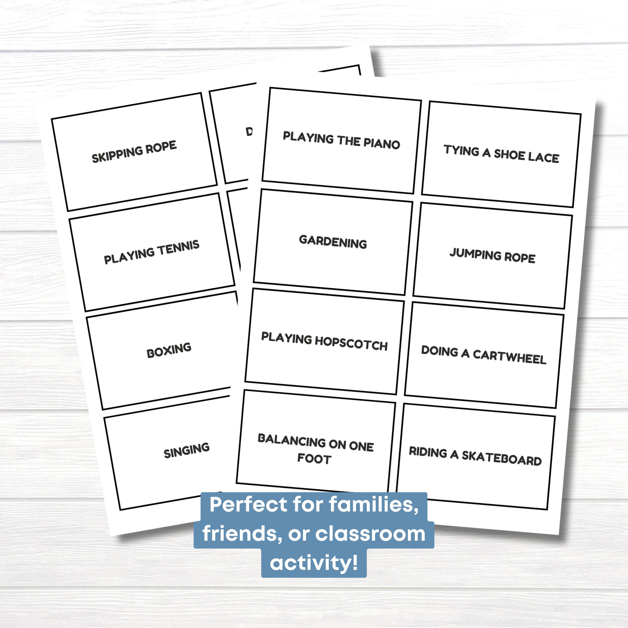 Charades Printable Game 100 Fun Words and Actions Included Interactive ...