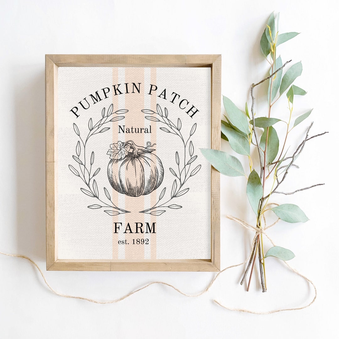 Fall Farmhouse Pumpkin Wall Art Grain Sack Art Printable Pumpkin Patch ...