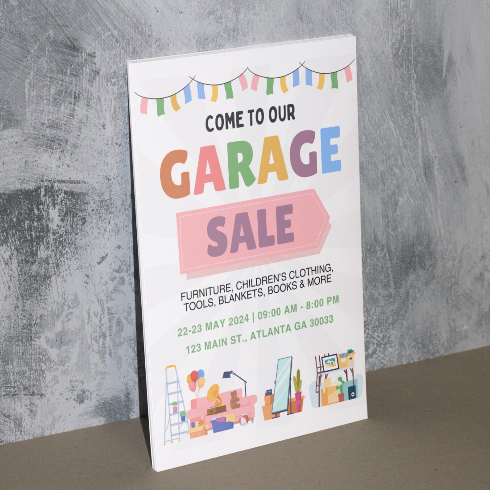 Editable Garage Sale Flyer Template | Neighborhood Yard Sale Sign ...