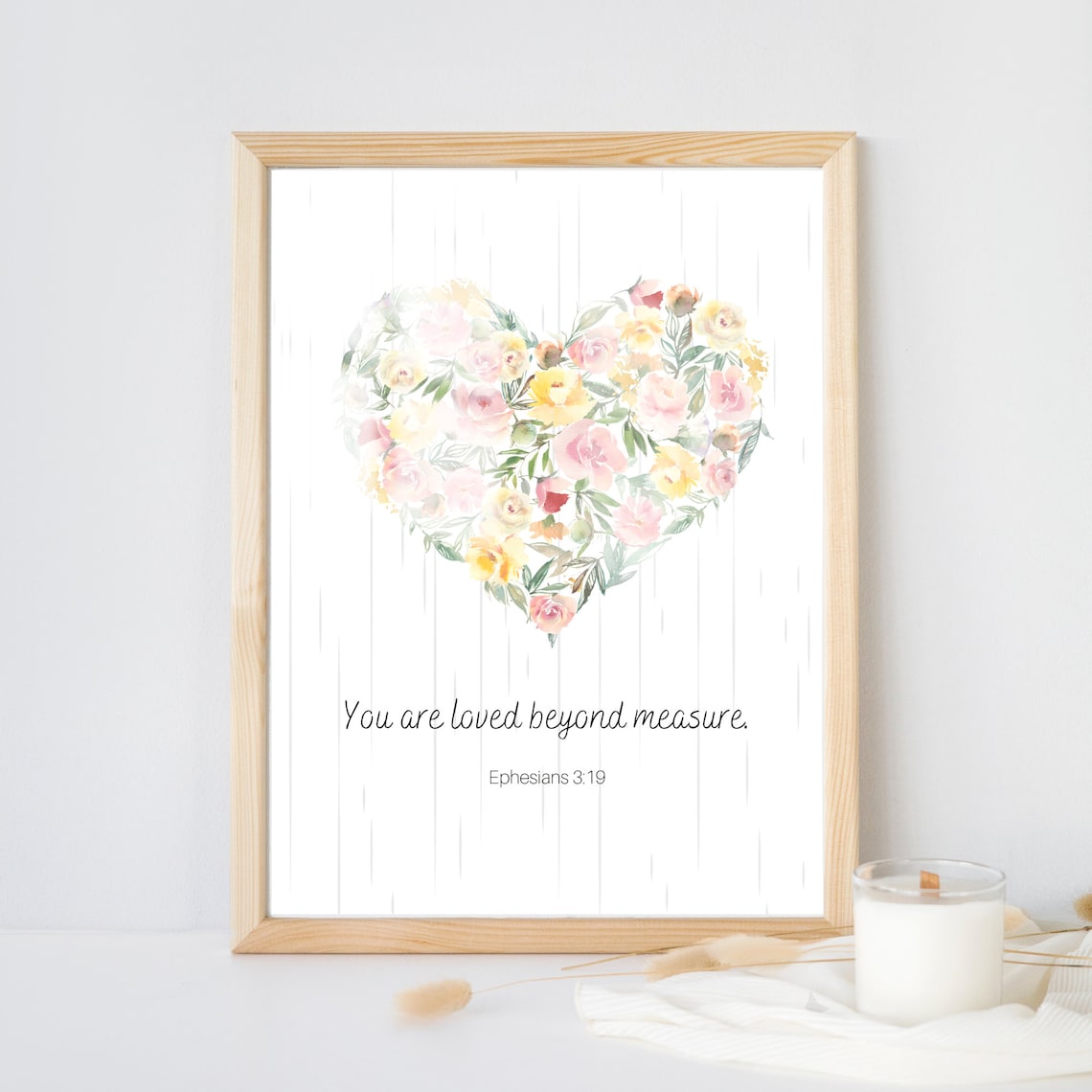 Floral Heart Watercolor Print Spiritual Bible Verse Scripture Quote ...