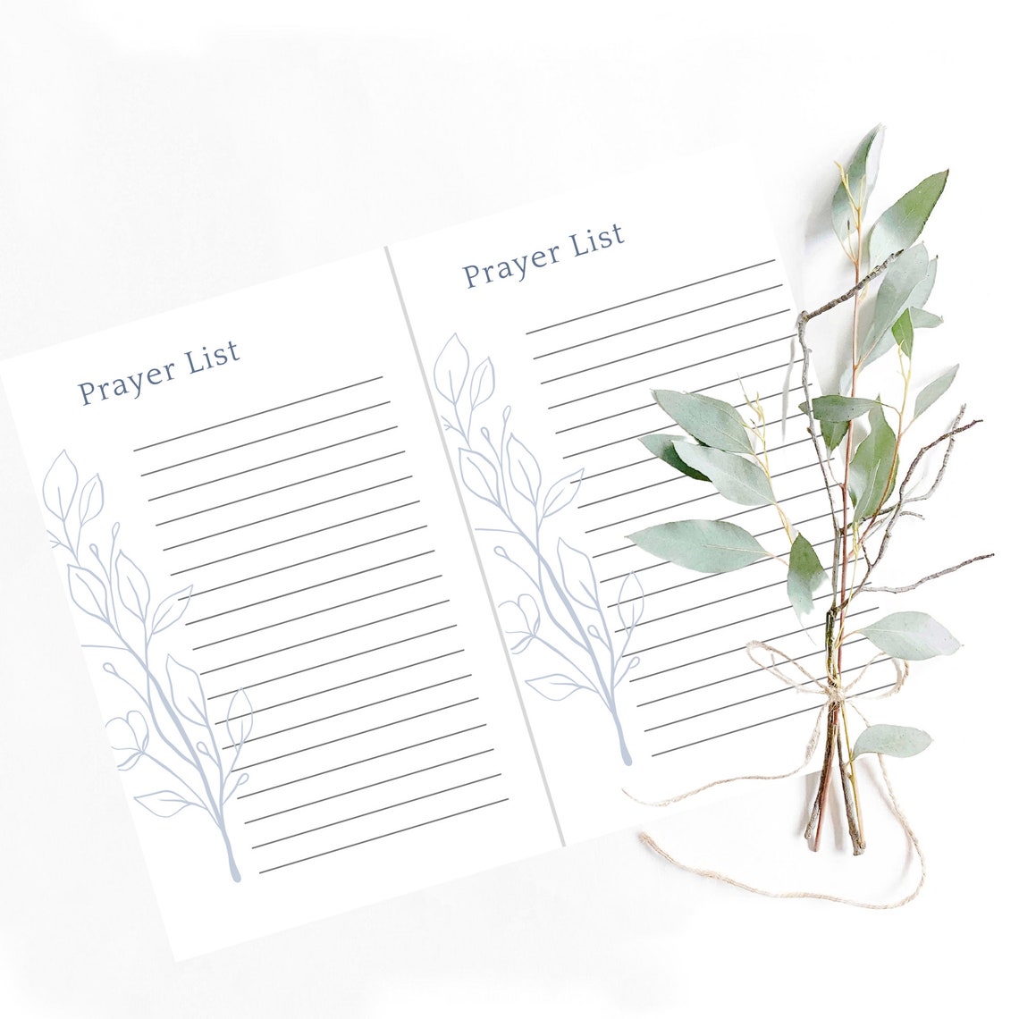 Minimalist Floral Blue Line Art Printable Prayer List Christian Daily ...