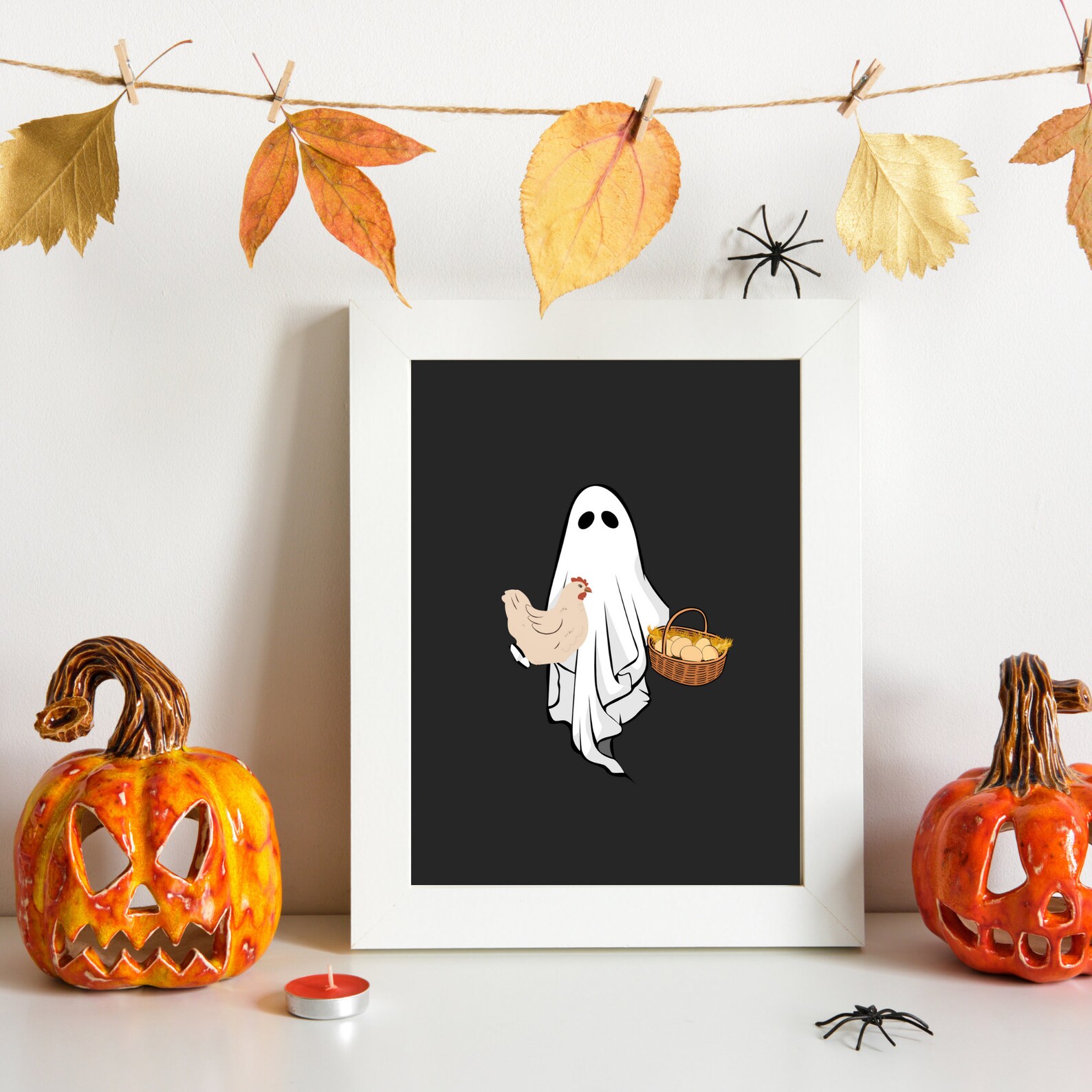 Ghost Art Printable Bundle of 10 Halloween Gallery Wall Set Minimalist ...