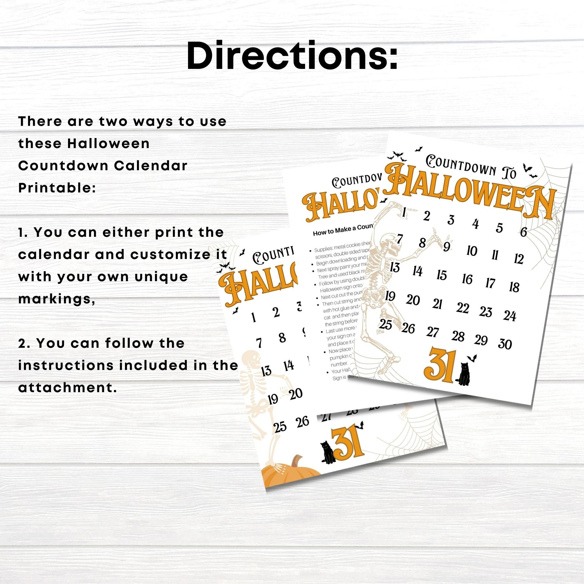 Halloween Countdown Calendar Printable Countdown to Halloween Days ...