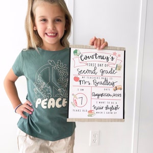 Editable Back to School Sign | Fillable Name Sign for Students | White ...