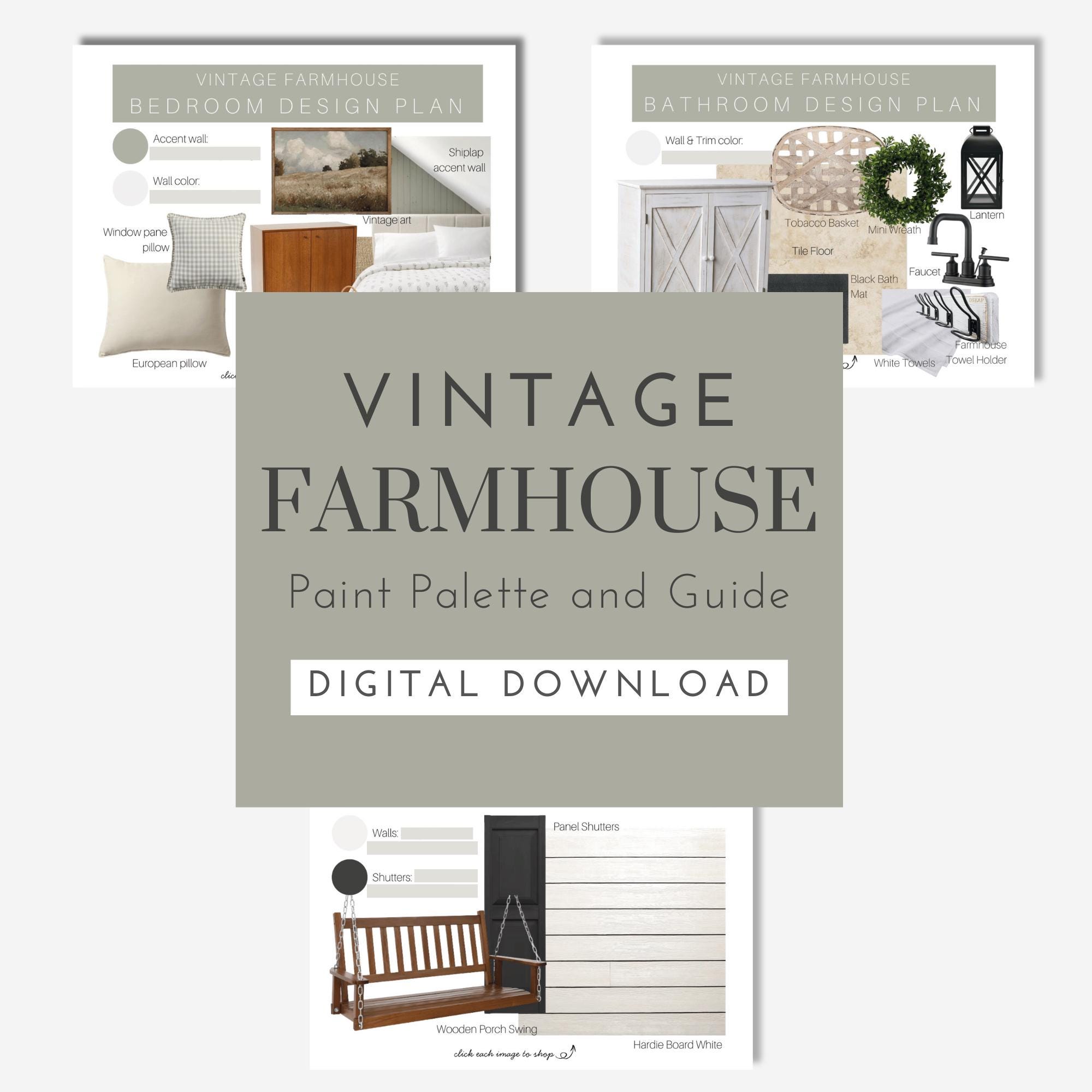 Vintage Farmhouse Paint Palette and Guide Printable, Sherwin Williams ...