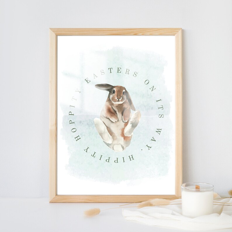 Hippity Hoppity Easter's on Its Way Watercolor Bunny Rabbit Nursery ...