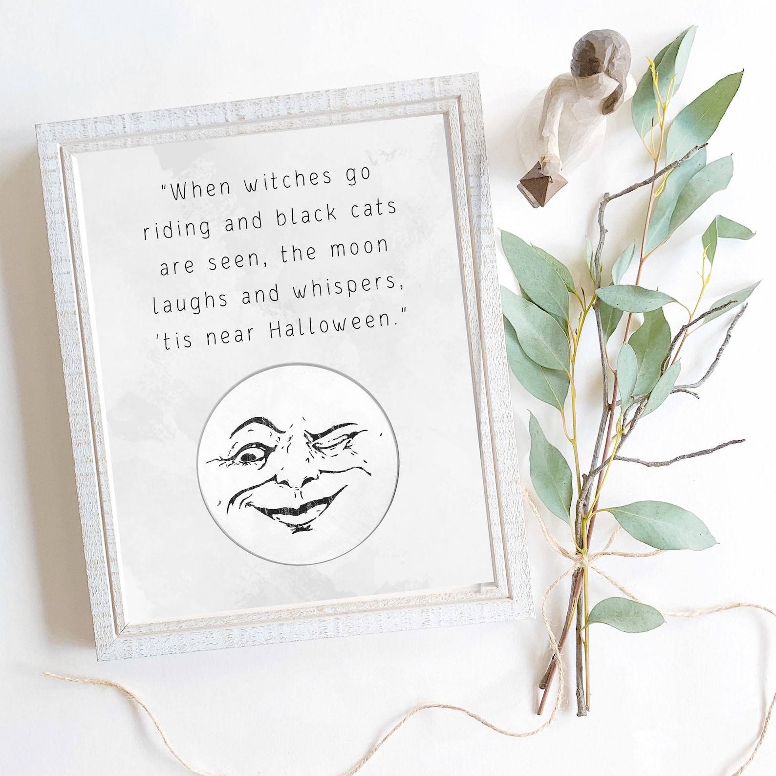 Moon Face Halloween Poetry Printable Wall Art Digital Download Moon ...