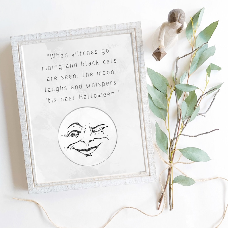 Moon Face Halloween Poetry Printable Wall Art Digital Download Moon ...