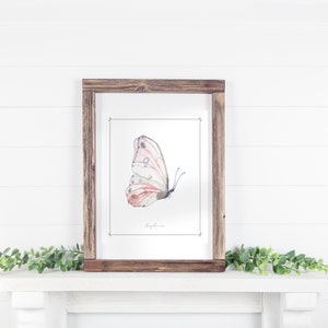 Pink Butterfly Side Profile Watercolor Wall Art Digital Printable ...