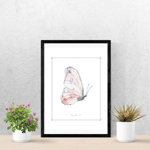 Pink Butterfly Side Profile Watercolor Wall Art Digital Printable ...