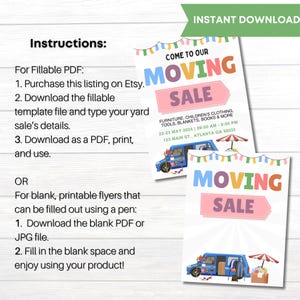 Editable Moving Sale Flyer Template | Neighborhood Yard Sale Sign ...