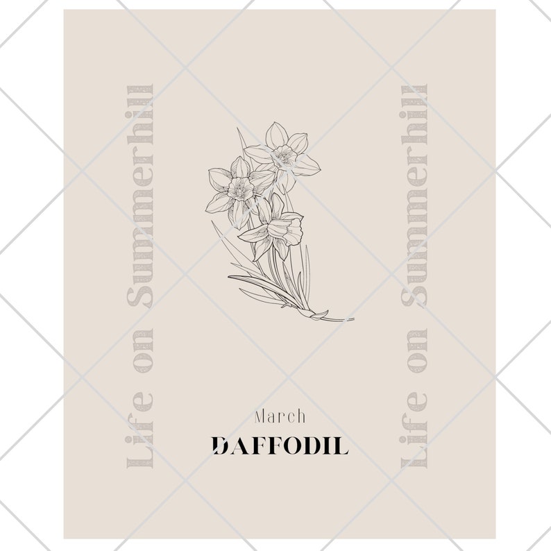 March Daffodil Birth Flower Wall Art Digital Printable Home - Etsy