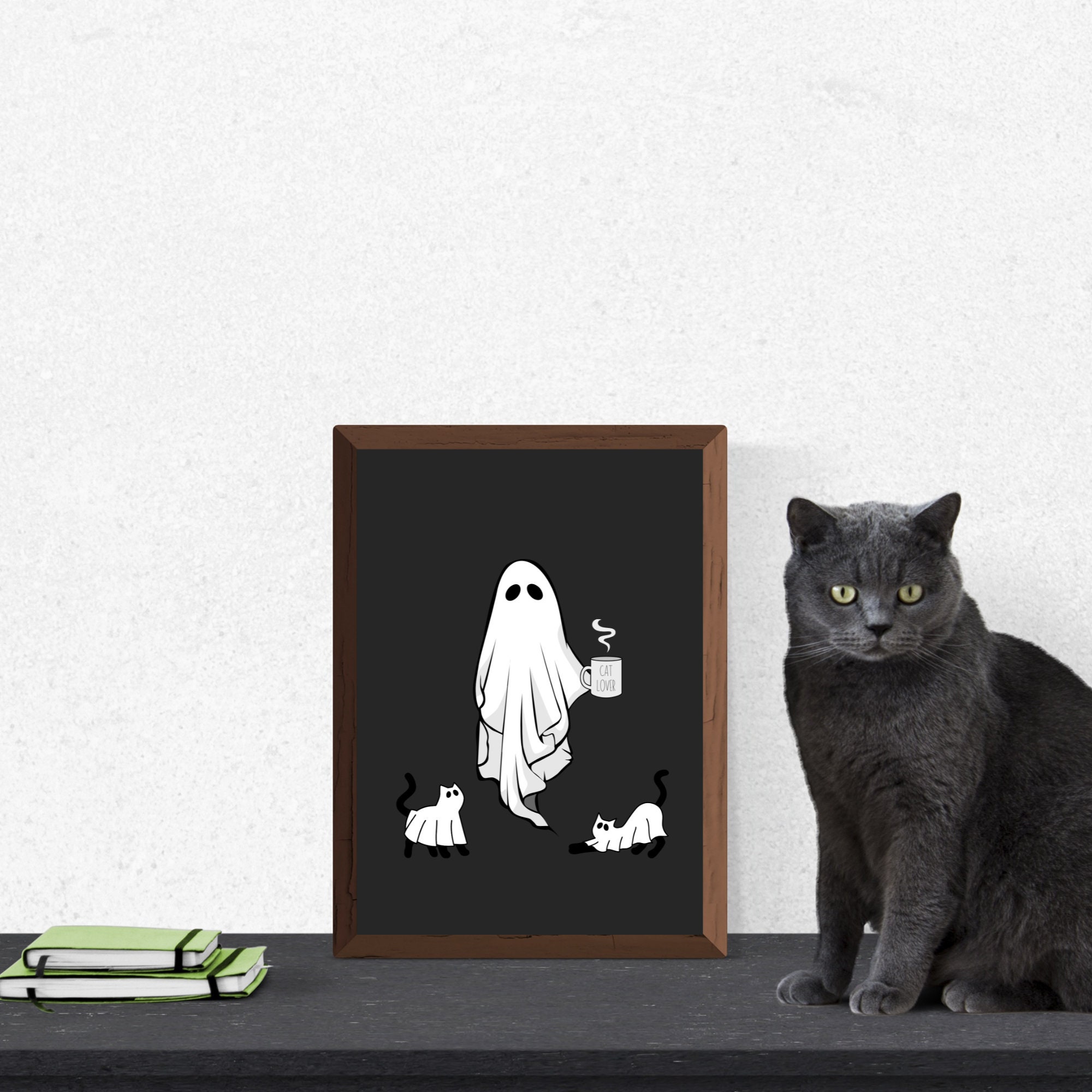 Cat Lover Ghost Printable Wall Art Decor Halloween Ghost and - Etsy