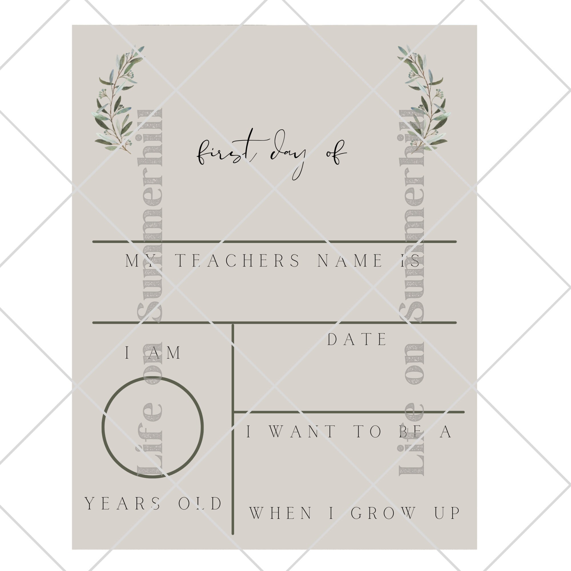 First Day and Last Day of School Sign Printable Fillable Student Name ...