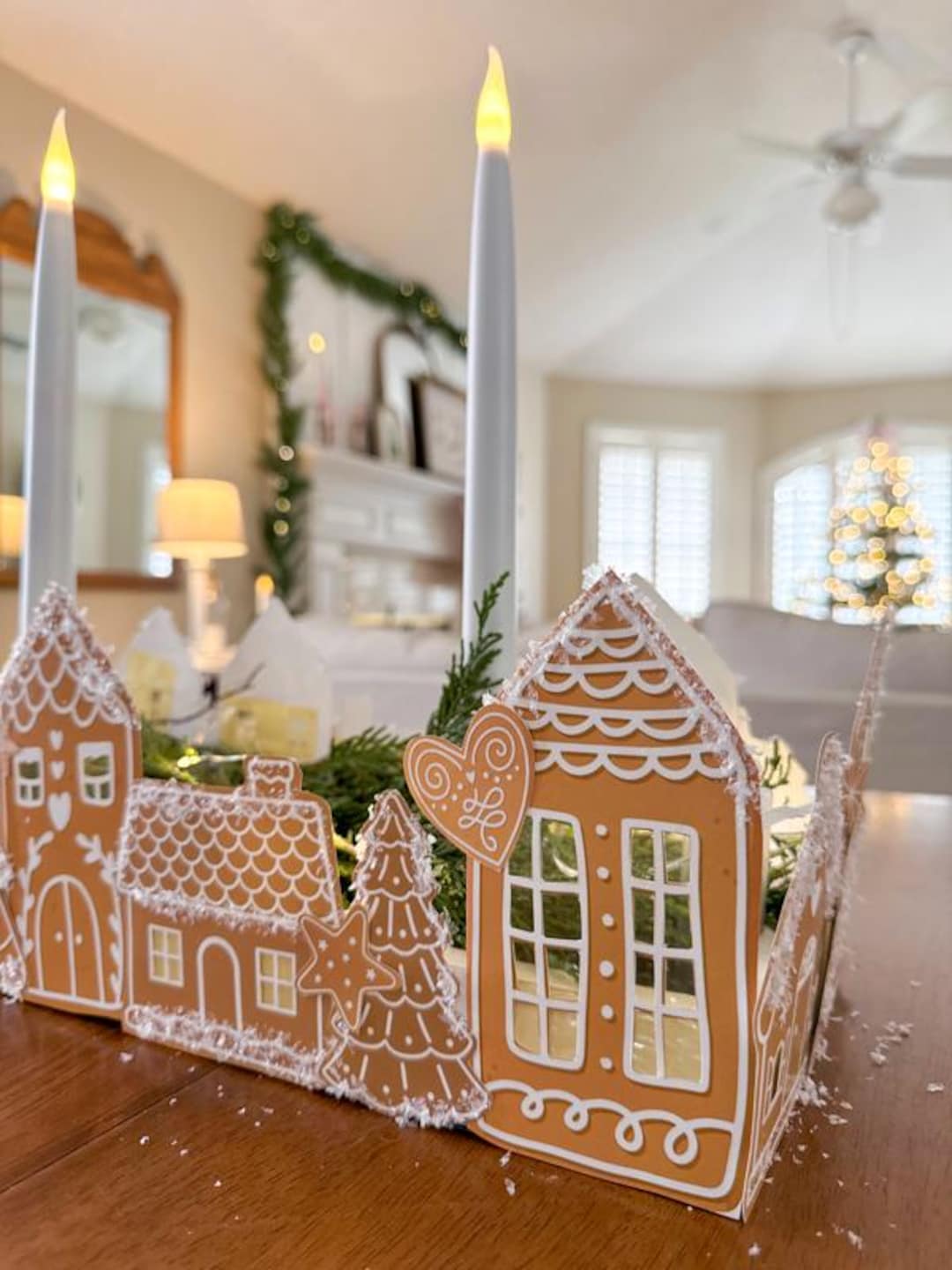 Gingerbread Village Centerpiece Printable, Christmas Gingerbread House ...
