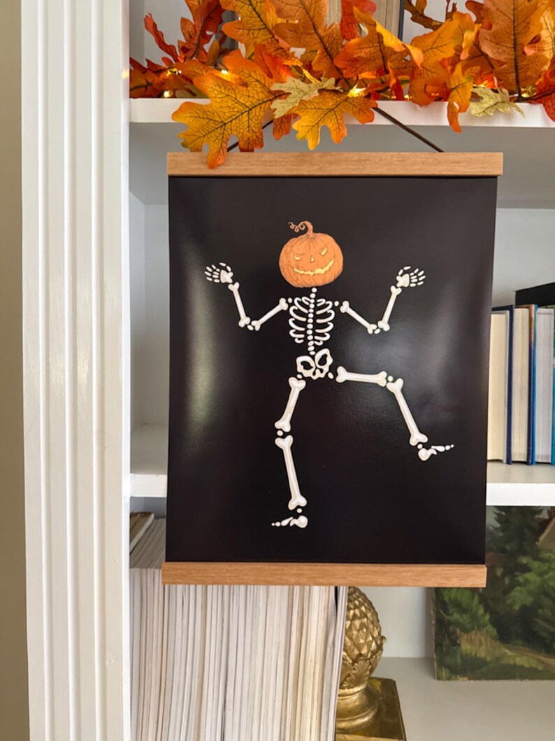 Skeleton Pumpkin Spooky Halloween Printable Wall Art Digital Download ...