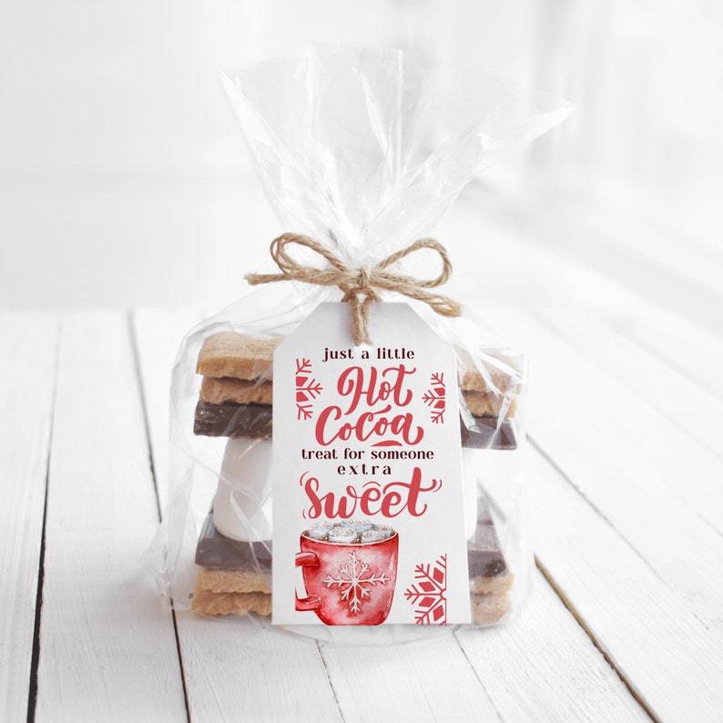 Printable Holiday Red Gift Tag Just A Little Hot Cocoa Treat for ...