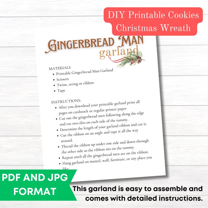 Gingerbread Man Garland Printable, Gingerbread Cookie Christmas Banner ...