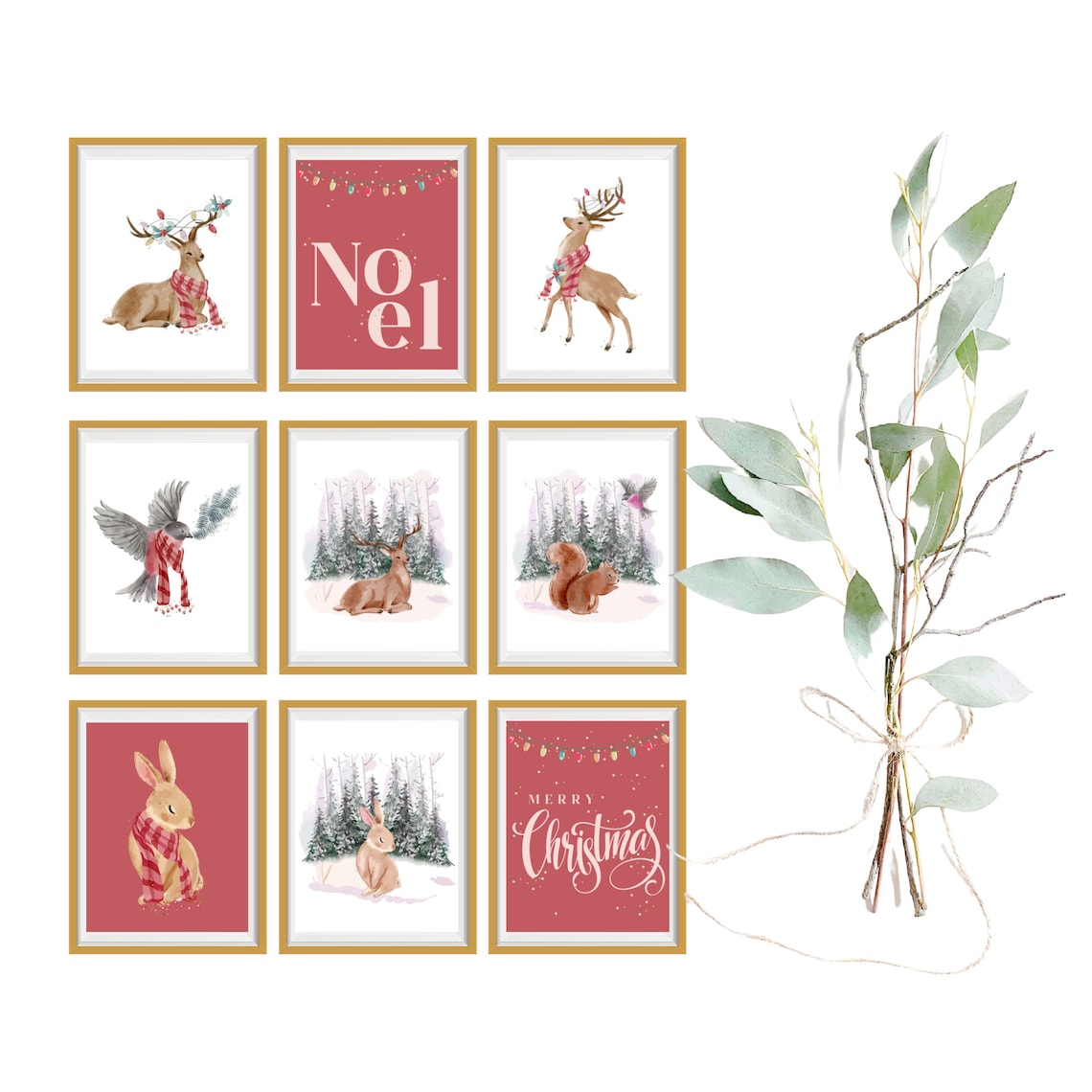 Christmas Printable Art Decor Set of 9 Holiday Mega Bundle Wall Art ...