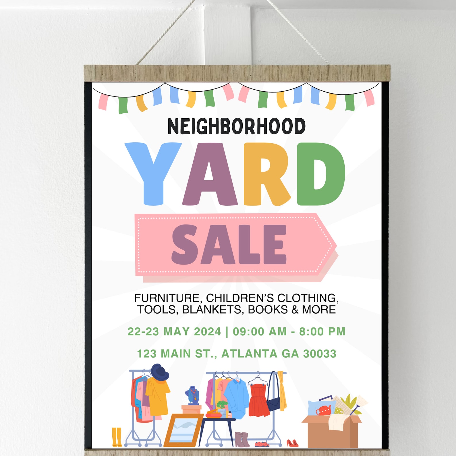Editable Yard Sale Flyer Template Neighborhood Garage Sale Sign ...
