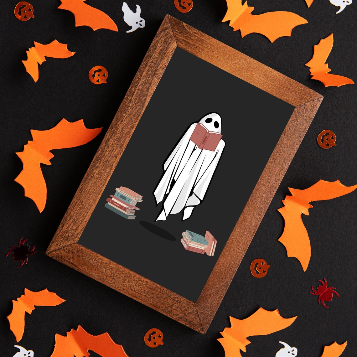 Ghost Reading a Book Funny Halloween Wall Art Printable PDF Halloween ...