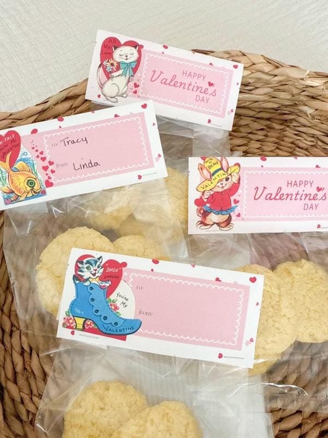 Retro Valentine Treat Bag Toppers, Printable Valentines Goodie Bag ...