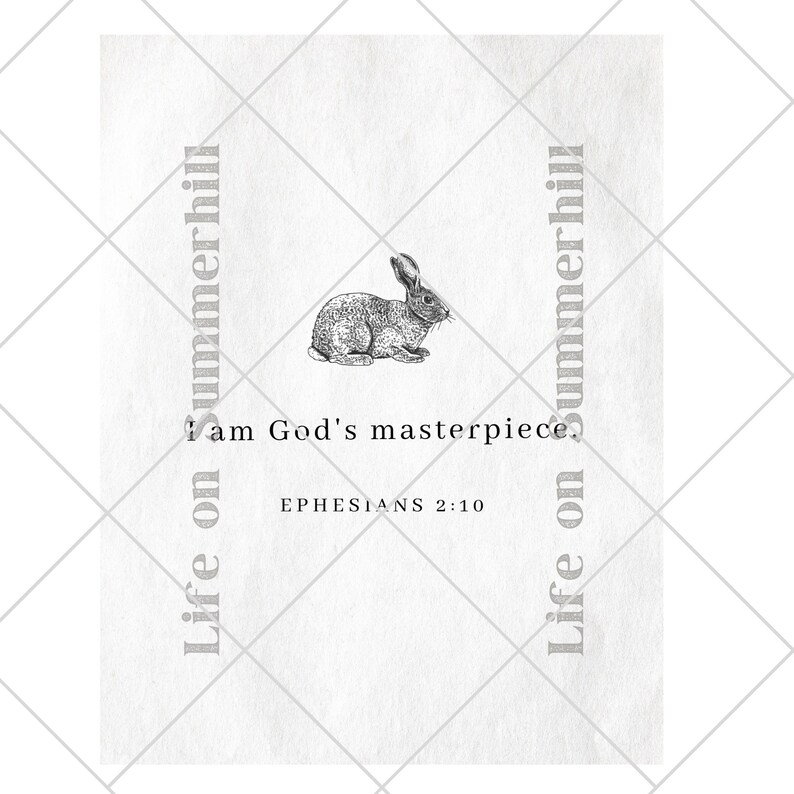 Bunny Vintage Illustration Print Spiritual Bible Verse Scripture Quote ...