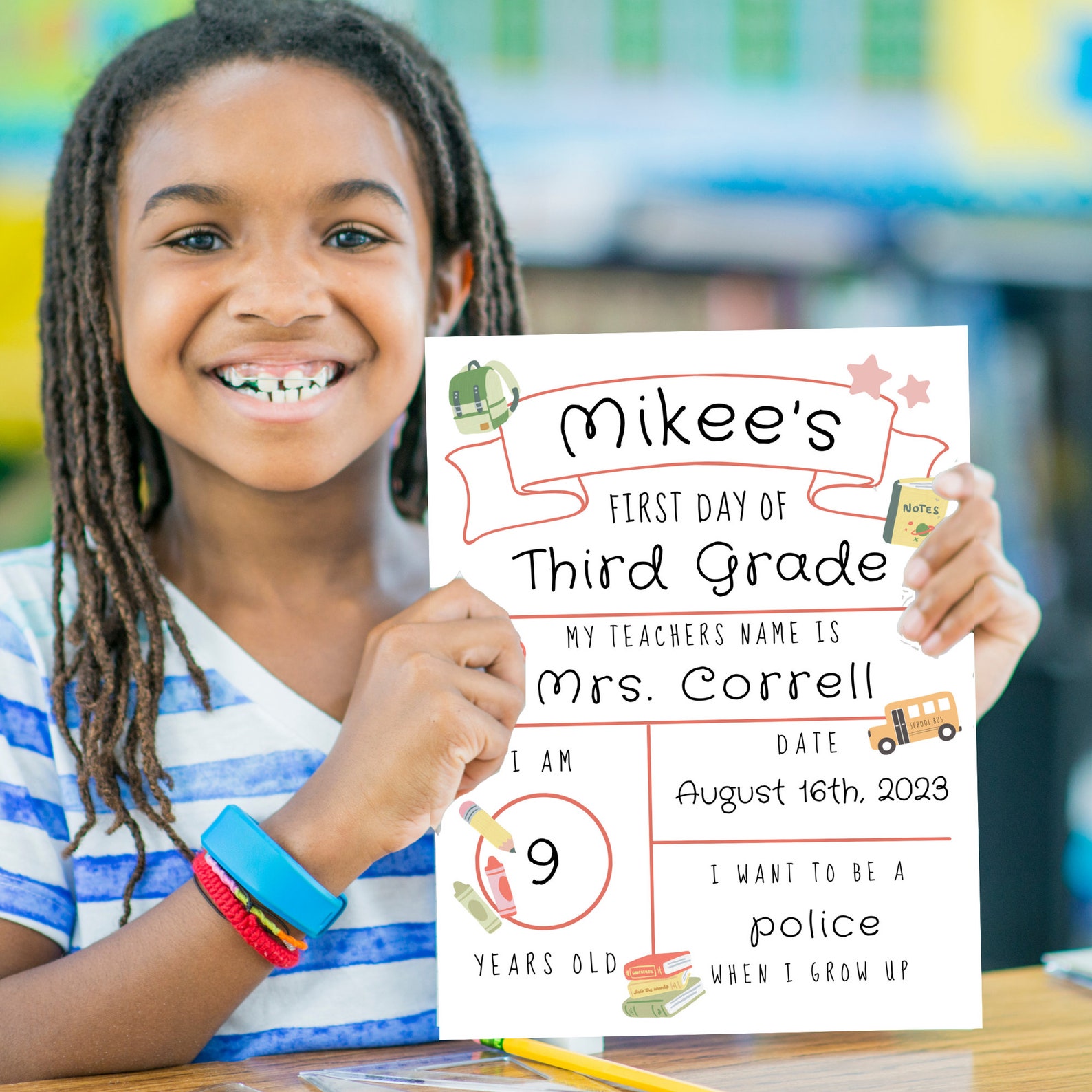 Editable Back to School Sign Fillable Name Sign for Students White ...