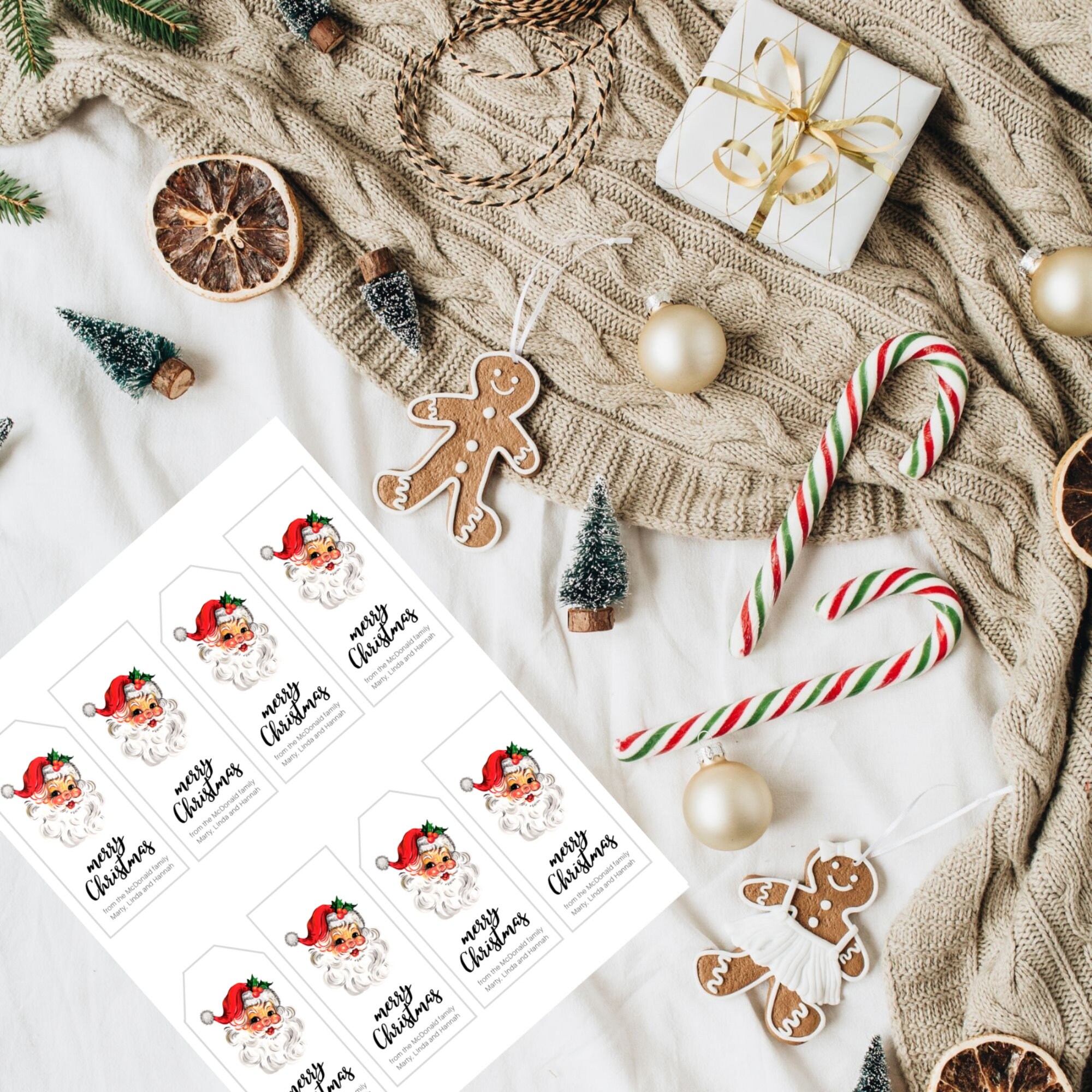 Vintage Santa Claus Christmas Gift Tag Editable PDF, Father Christmas ...