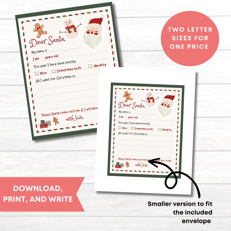 Letter to Santa Printable Templates Christmas Letter and Envelope for ...