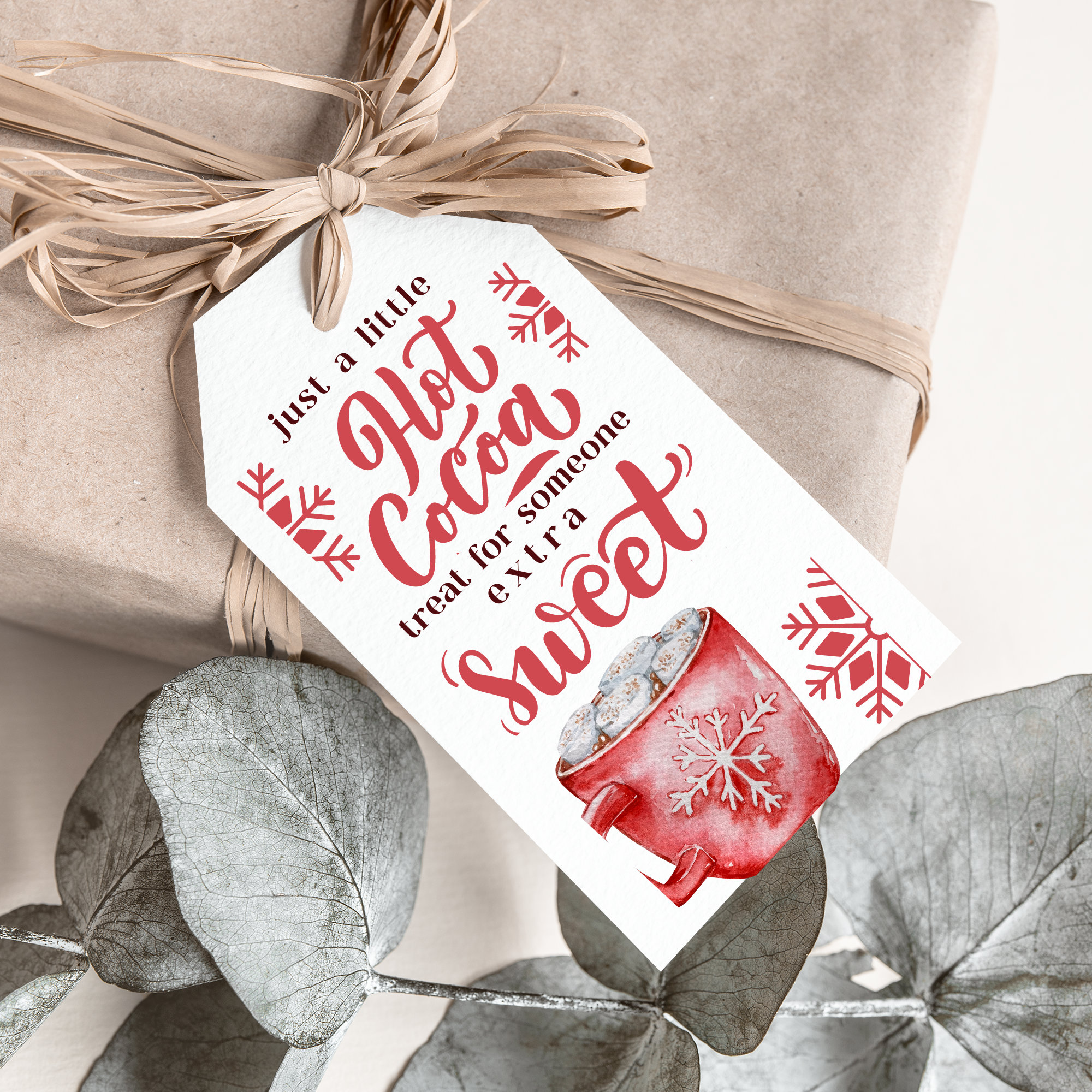 Printable Holiday Red Gift Tag Just A Little Hot Cocoa Treat for ...