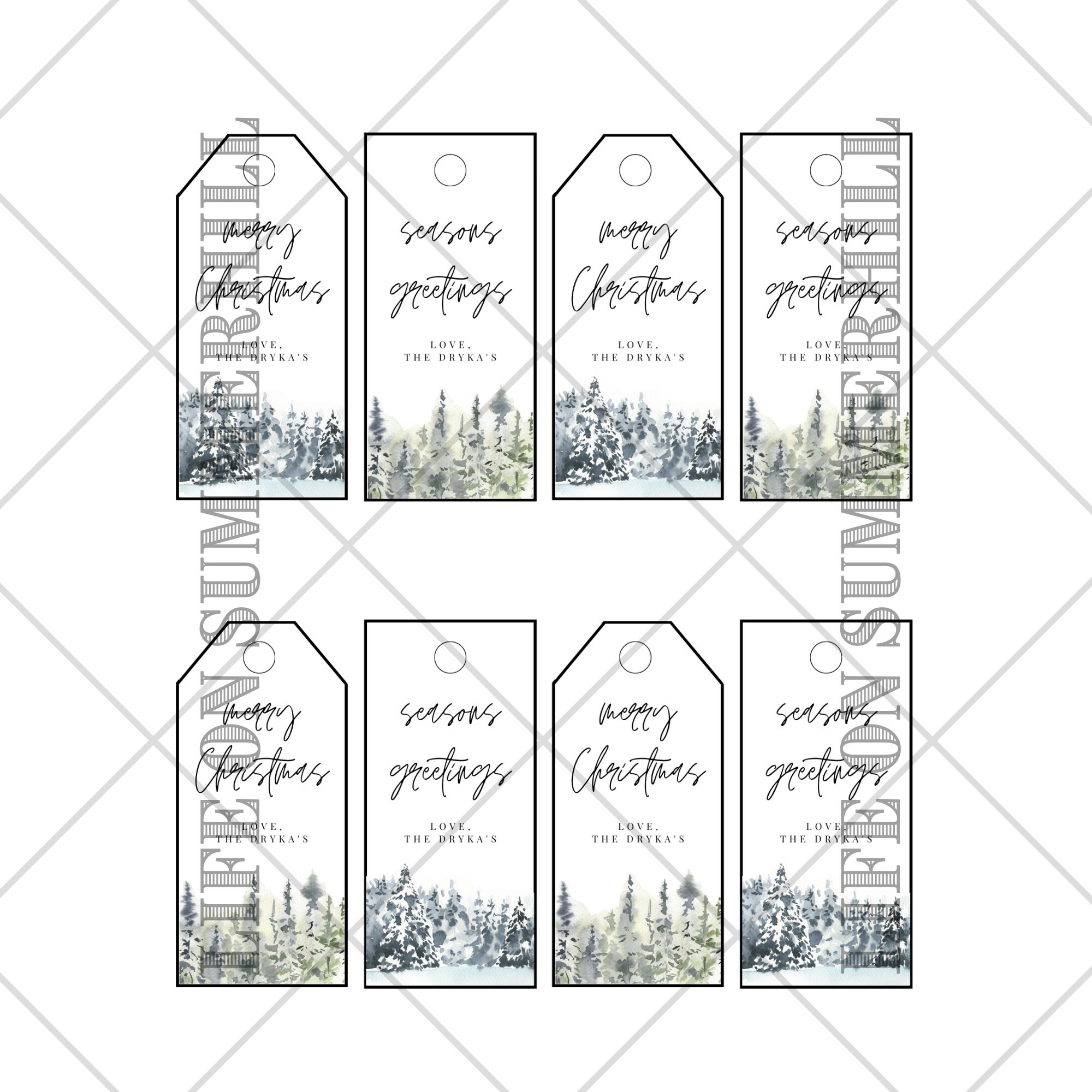 Personalized Christmas Gift Tags Editable PDF, Watercolor Holiday Gift ...