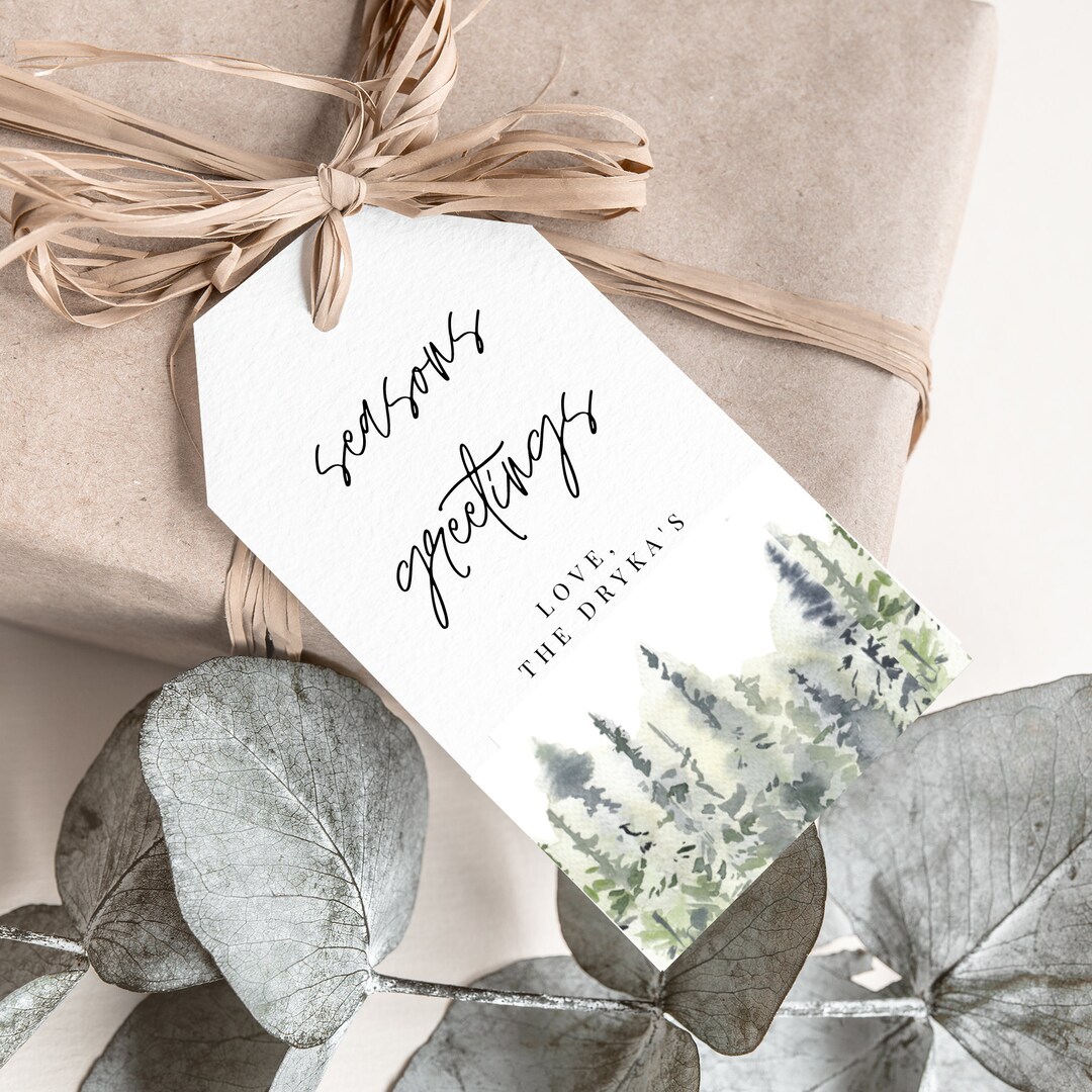 Personalized Christmas Gift Tags Editable PDF, Watercolor Holiday Gift ...