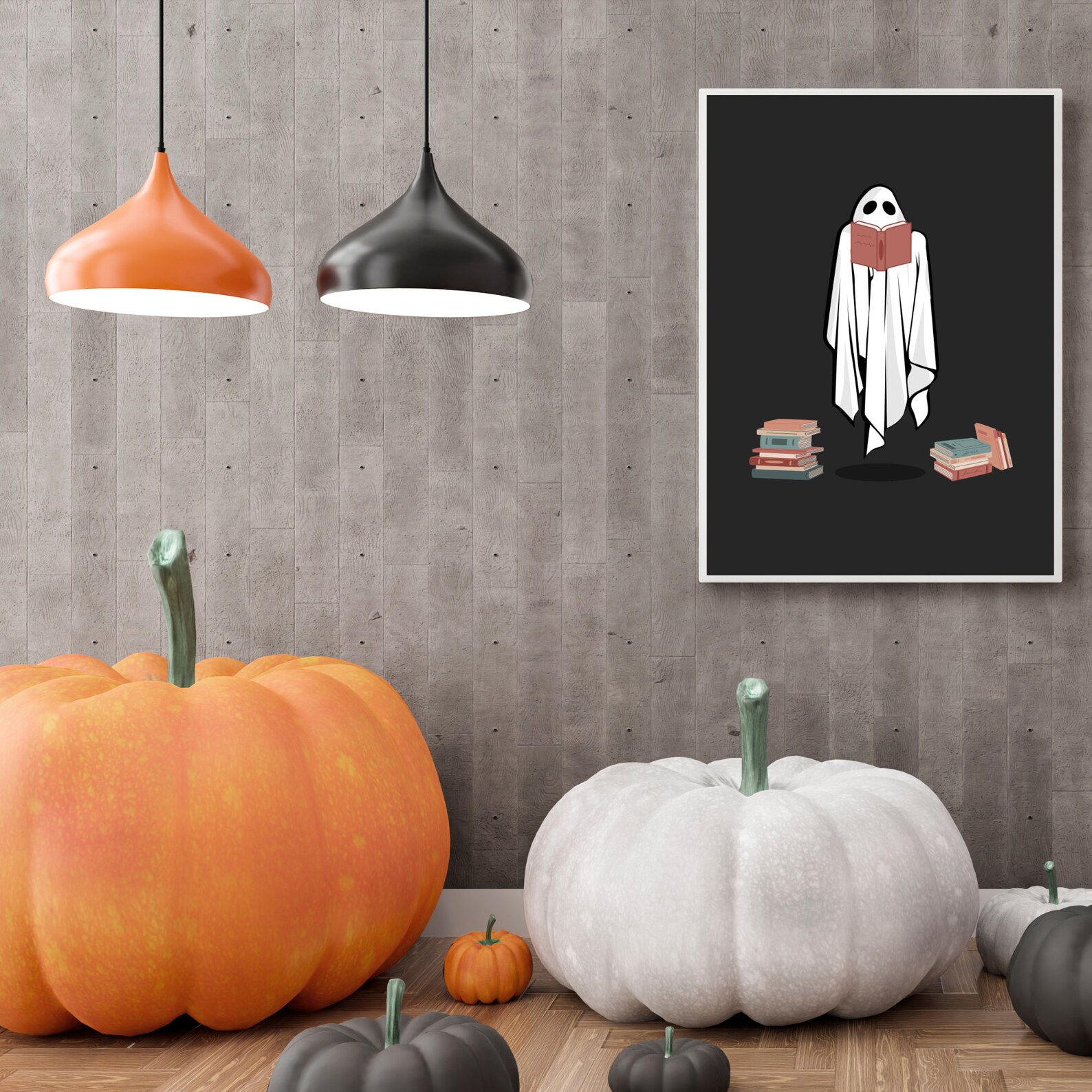 Ghost Reading a Book Funny Halloween Wall Art Printable PDF Halloween ...