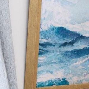 Ocean Wave Watercolor Printable Wall Art, Calm Tranquil Nautical Blue ...