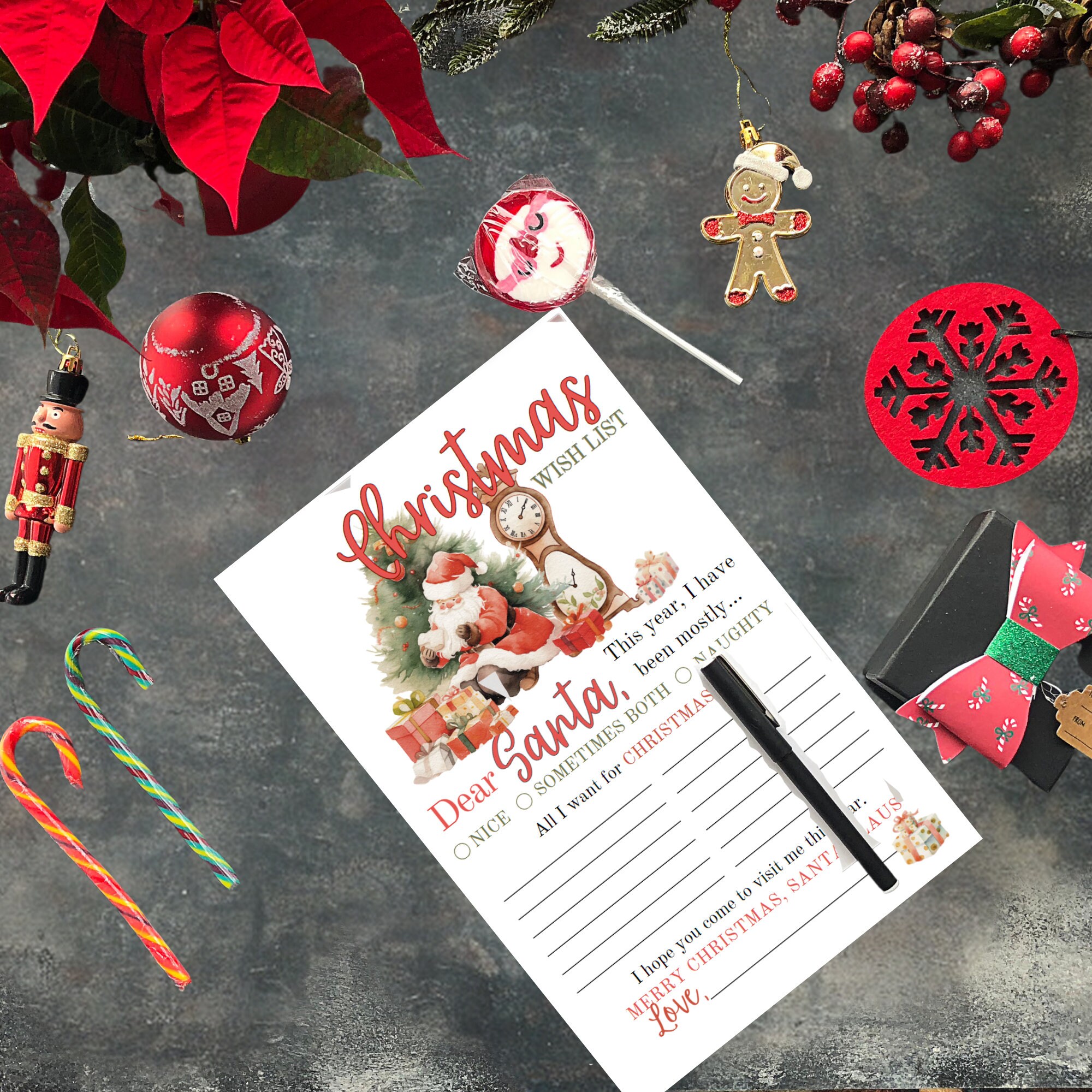 Letter to Santa Christmas Wish List Printable, Kids Letter to Santa ...